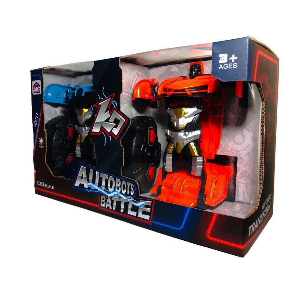 Set 2 Roboti Transformers cu Telecomanda si Lumini, Rosu si Albastru ...