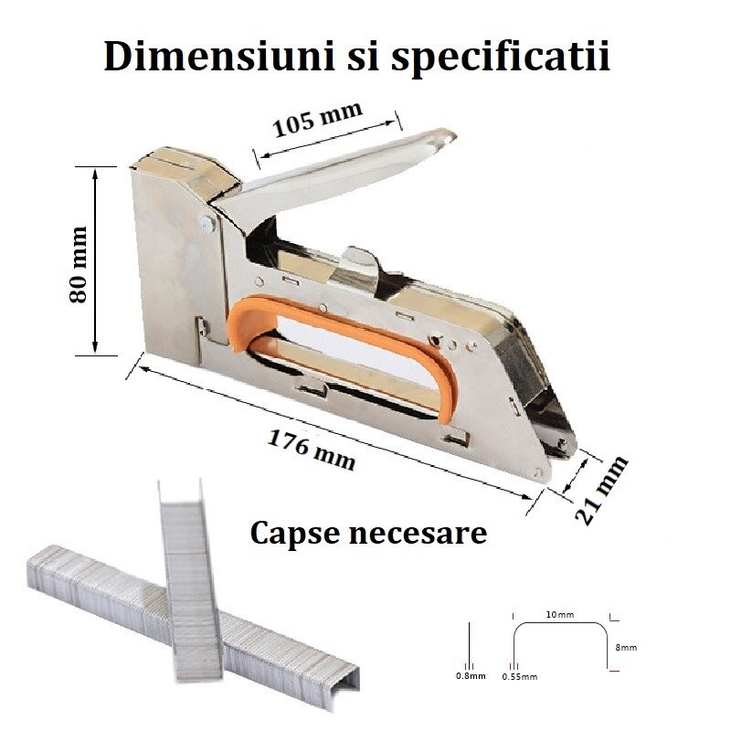 Capsator manual GIDA-CRIS GC224, cromat, pentru tapiterie, mocheta ...