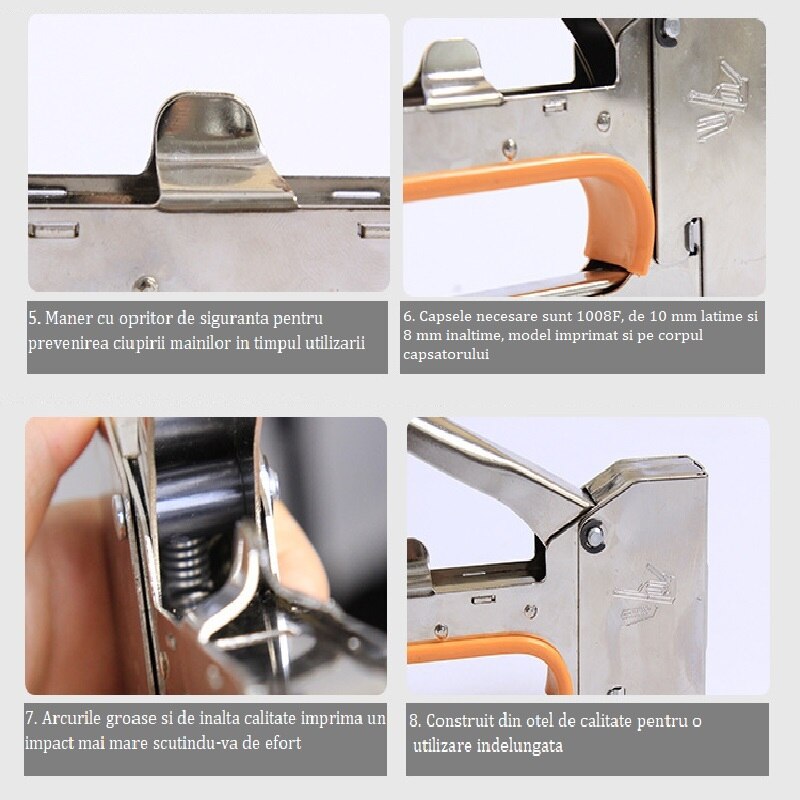 Capsator manual GIDA-CRIS GC224, cromat, pentru tapiterie, mocheta ...