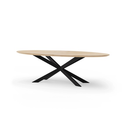 Masa de stejar ovala, Picior metal negru spider Dining/Bucatarie ...