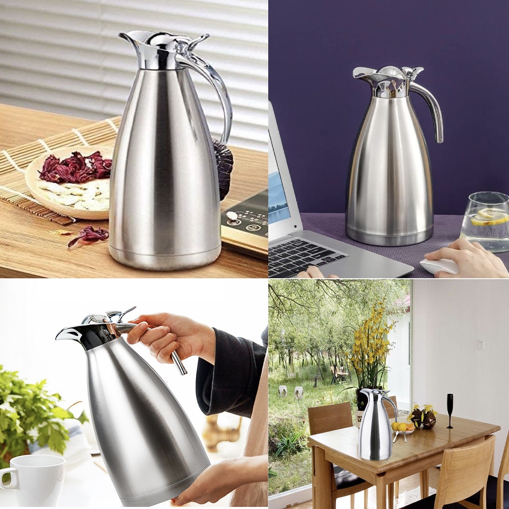 Carafa termos Pufo din inox pentru bauturi calde, ceai, cafea, 2 L ...