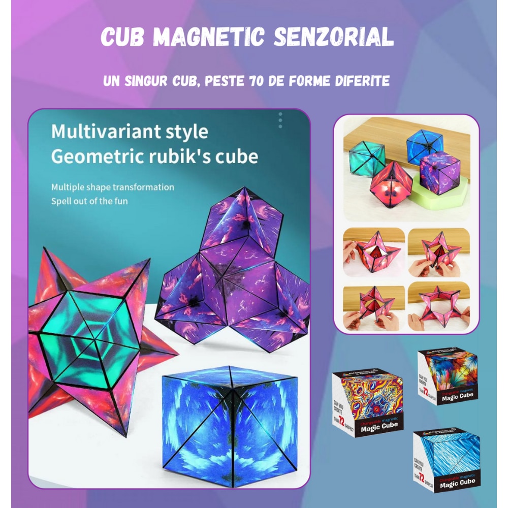 Jucarie interactiva Magic Cub Magnetic, Geometrica, Anti-stres, Puzzle ...