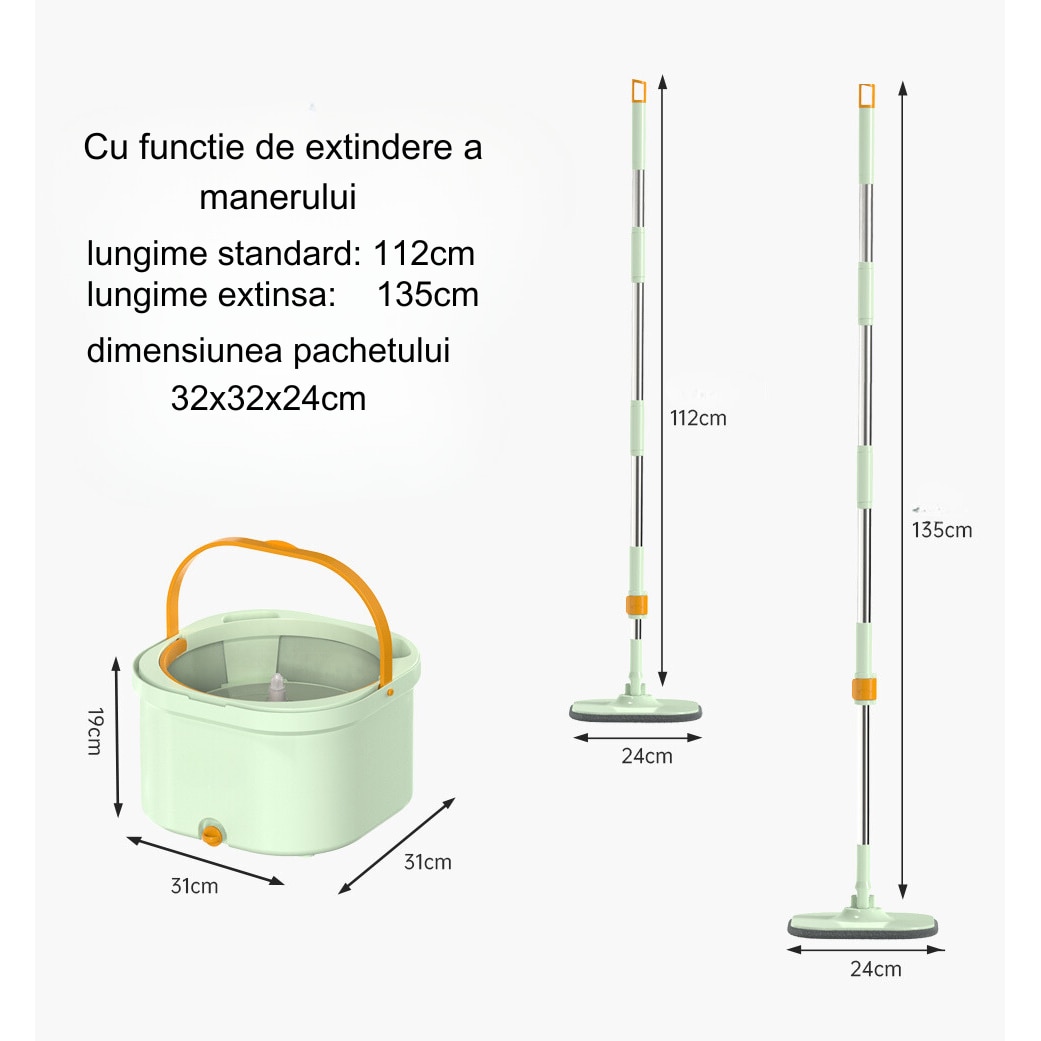 Set Mop Rotativ Profesional 7in1 cu Galeata FOtehniq, 6 Lavete ...