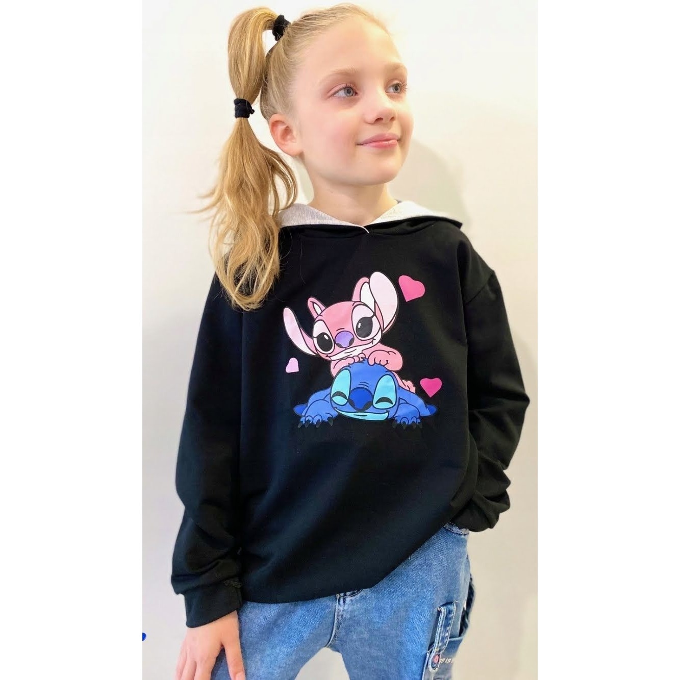 Hanorac pentru fete Lilo and Stitch, negru, bumbac, 10 ani - eMAG.ro