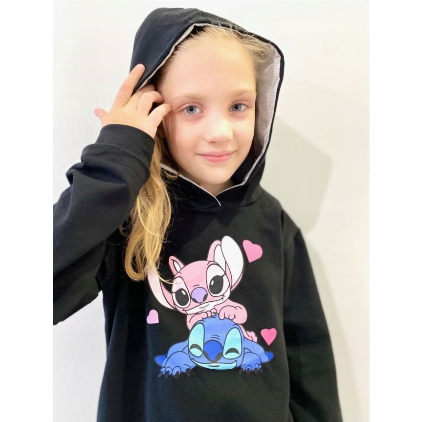 Hanorac pentru fete Lilo and Stitch, negru, bumbac, 10 ani - eMAG.ro