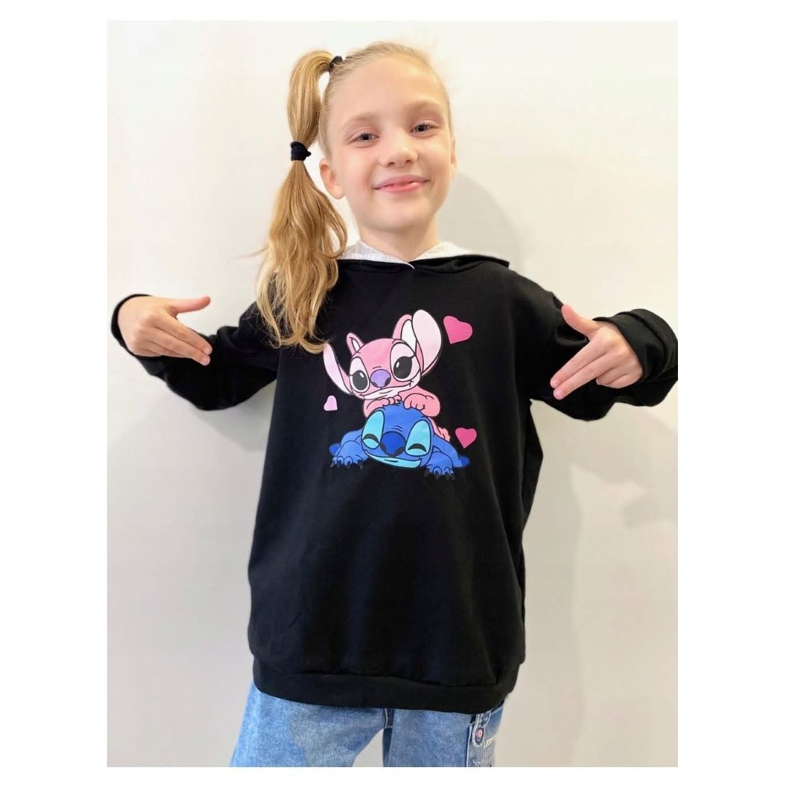 Hanorac pentru fete Lilo and Stitch, negru, bumbac, 10 ani - eMAG.ro