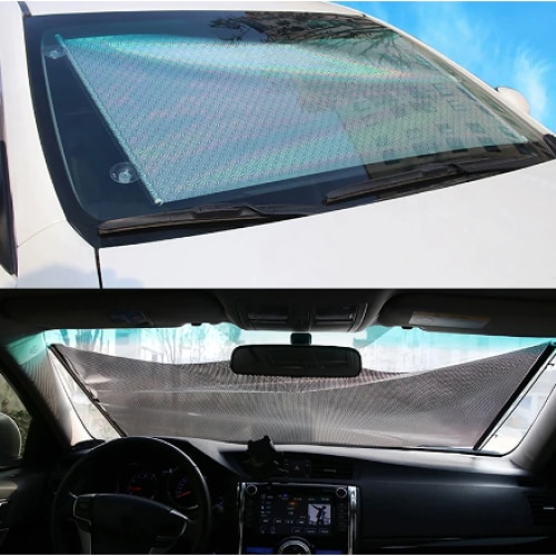 Parasolar auto, cu ventuze retractabil, 68 cm x 125 cm, gri - eMAG.ro