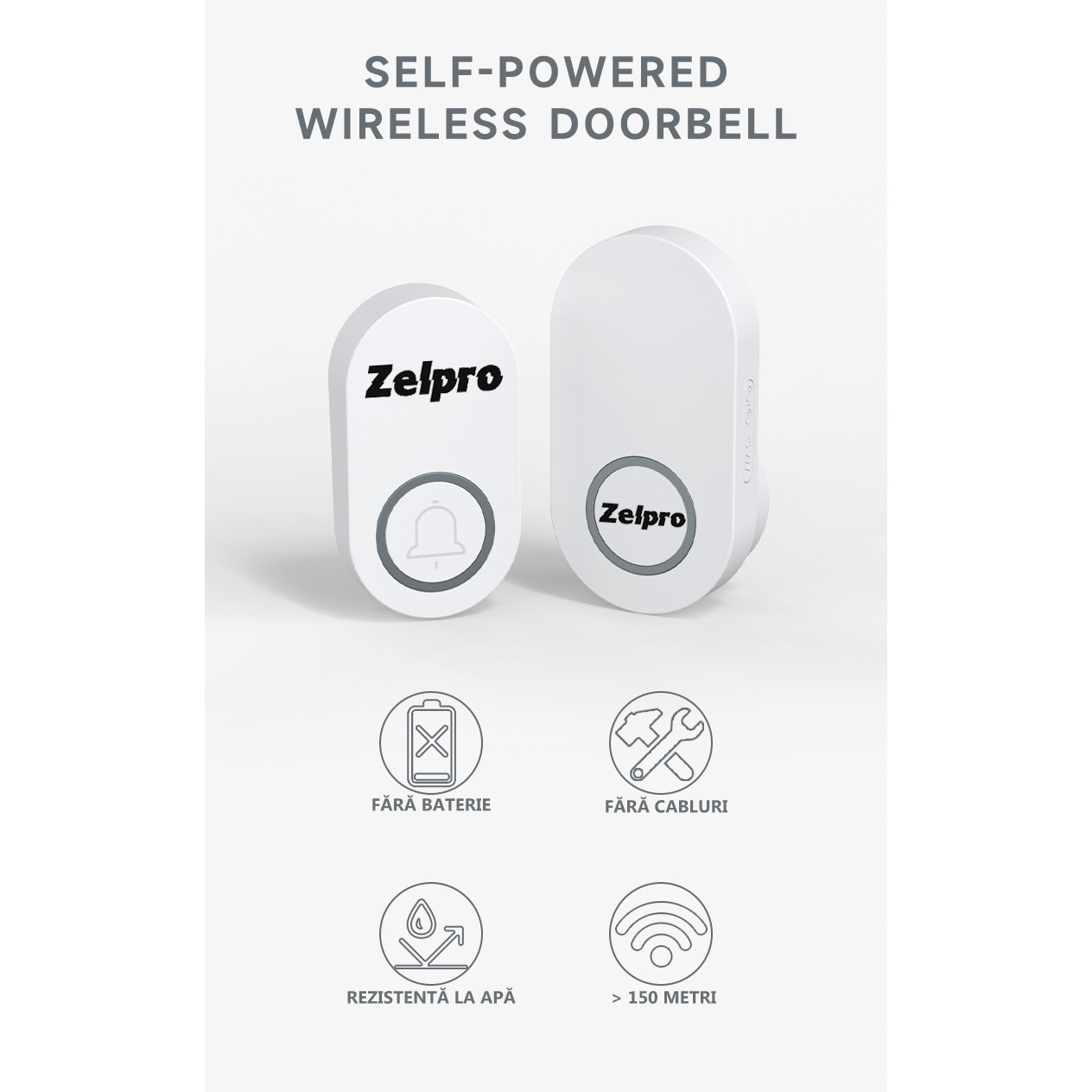 Sonerie Wireless Zelpro®️, Digitala Fara Fir pentru Usa sau Poarta ...