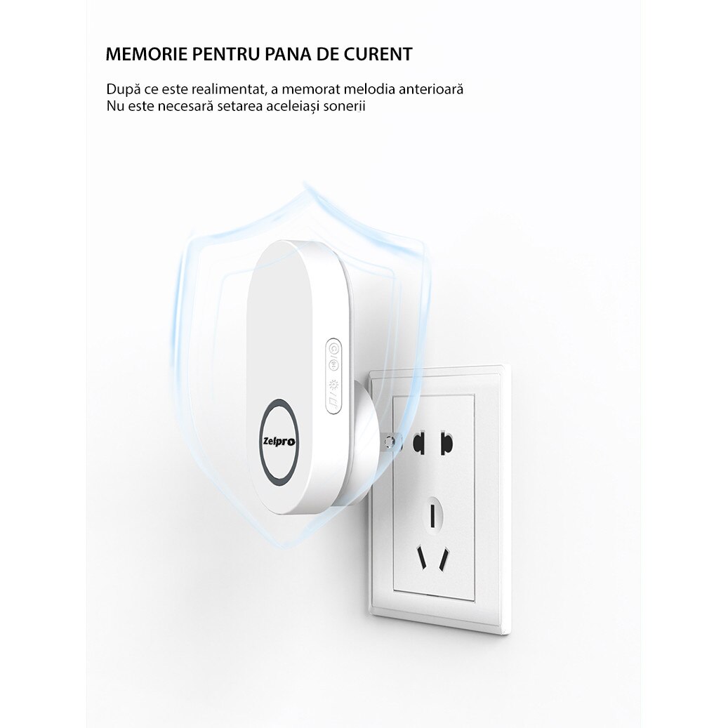 Sonerie Wireless Zelpro®️, Digitala Fara Fir pentru Usa sau Poarta ...