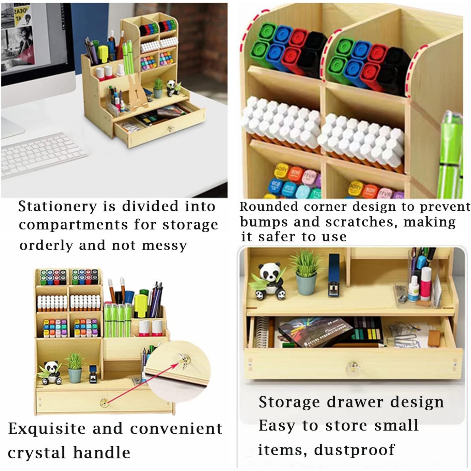 Organizator de birou multifunctional, din lemn, cu 12 compartimente si ...