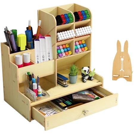 Organizator de birou multifunctional, din lemn, cu 12 compartimente si ...