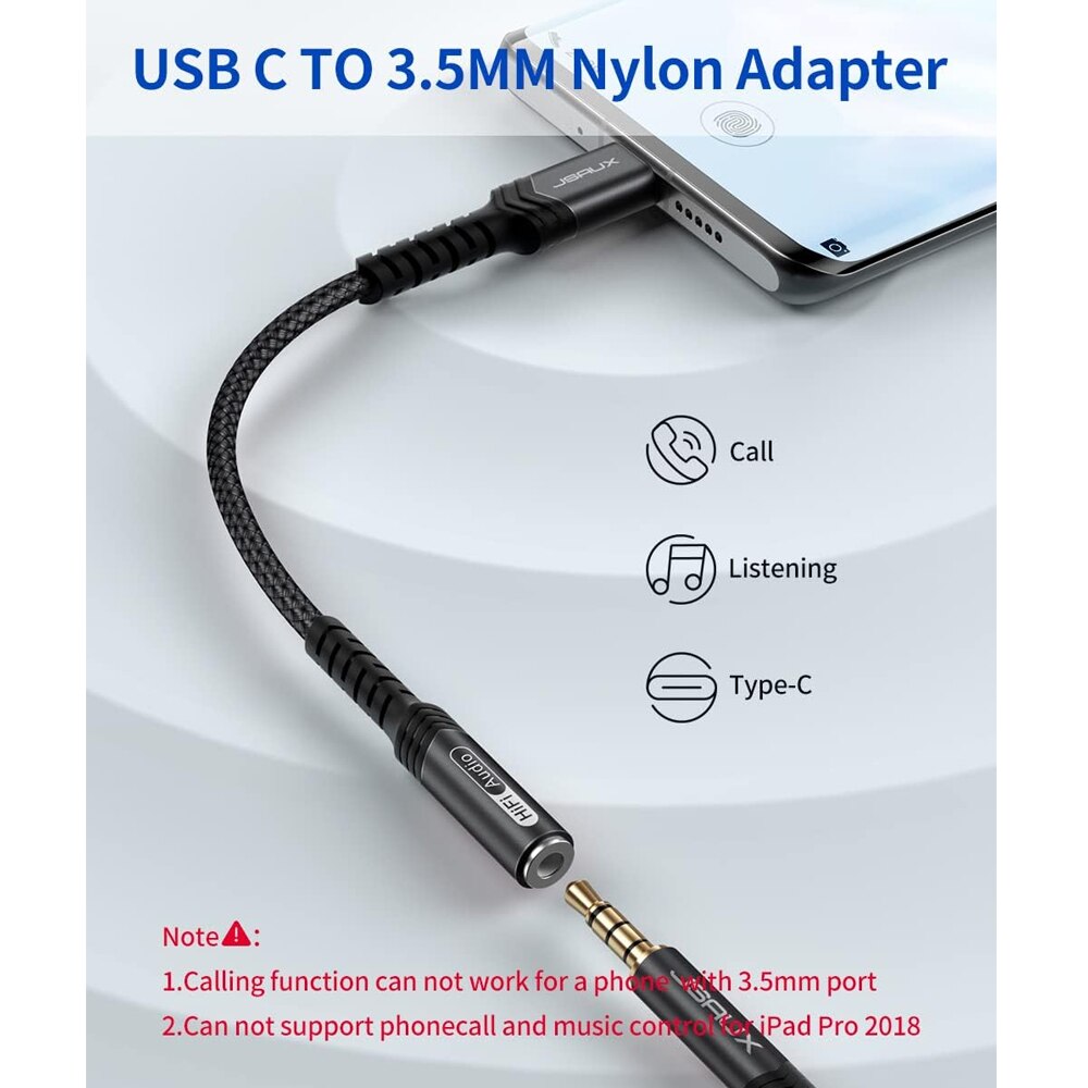 Adapter JSAUX *0529677 8867-K, USB C csatlakozó 3,5 mm, HiFi Audio ...
