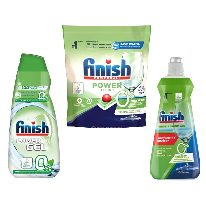 Pachet detergent vase Finish Starter Pack Ecolabel - kit complet pentru ...