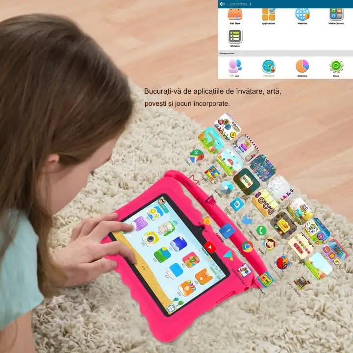 Tableta pentru copii de 7 inch Android WiFi cu Protectie Husa Silicon ...