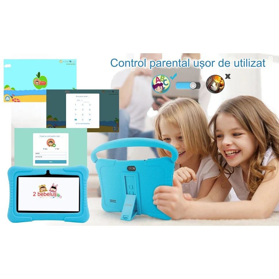 Tableta pentru copii de 7 inch Android WiFi cu Protectie Husa Silicon ...