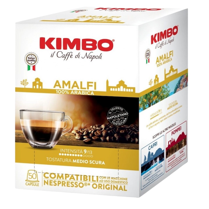 Capsule cafea Kimbo Amalfi, compatibile Nespresso, 2x50 capsule - eMAG.ro