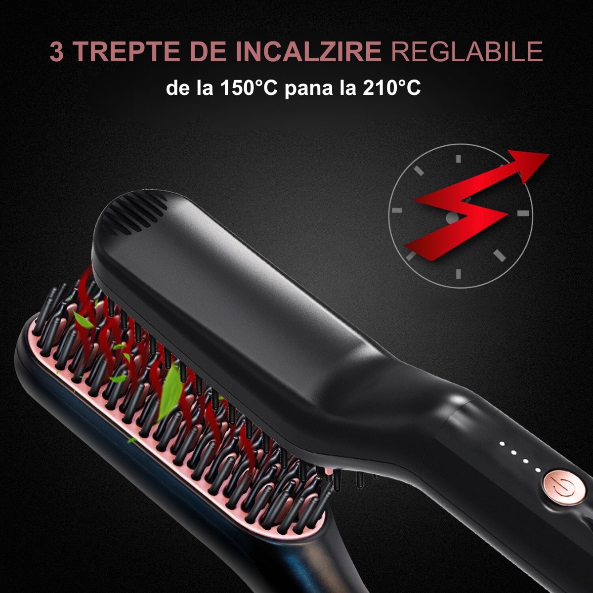 Perie profesionala 3 in 1 ATOMKIT pentru indreptat parul, perie ionica ...