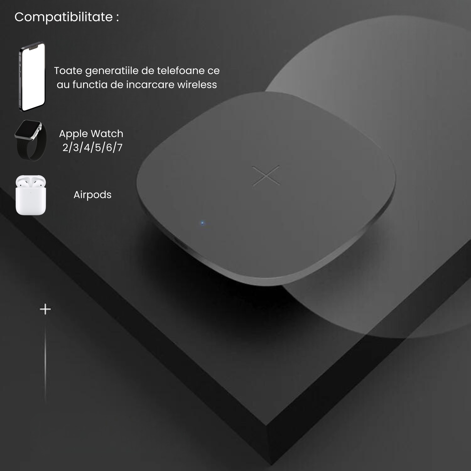 Incarcator Wireless Fast Charger Comari® Elegance, Incarcare Rapida 15W ...