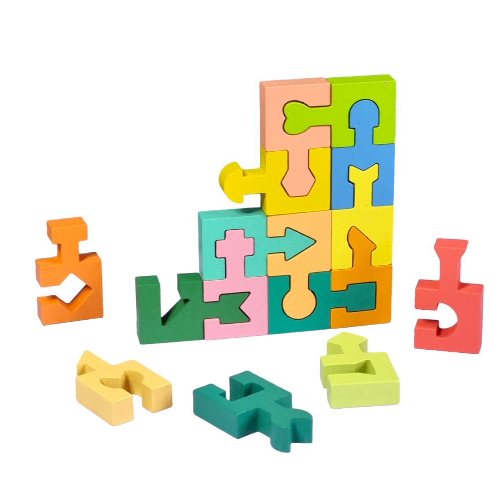 Puzzle 3D potrivire 16 forme geometrice colorate, 16X16X1.5cm - eMAG.ro