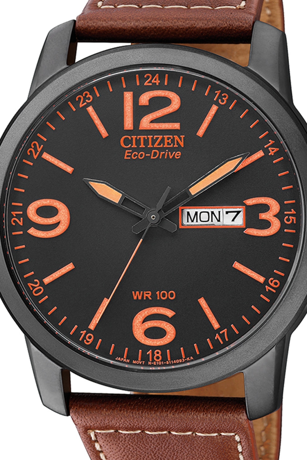 Citizen, Ceas analog cu incarcare solara si curea din piele, Maro ...
