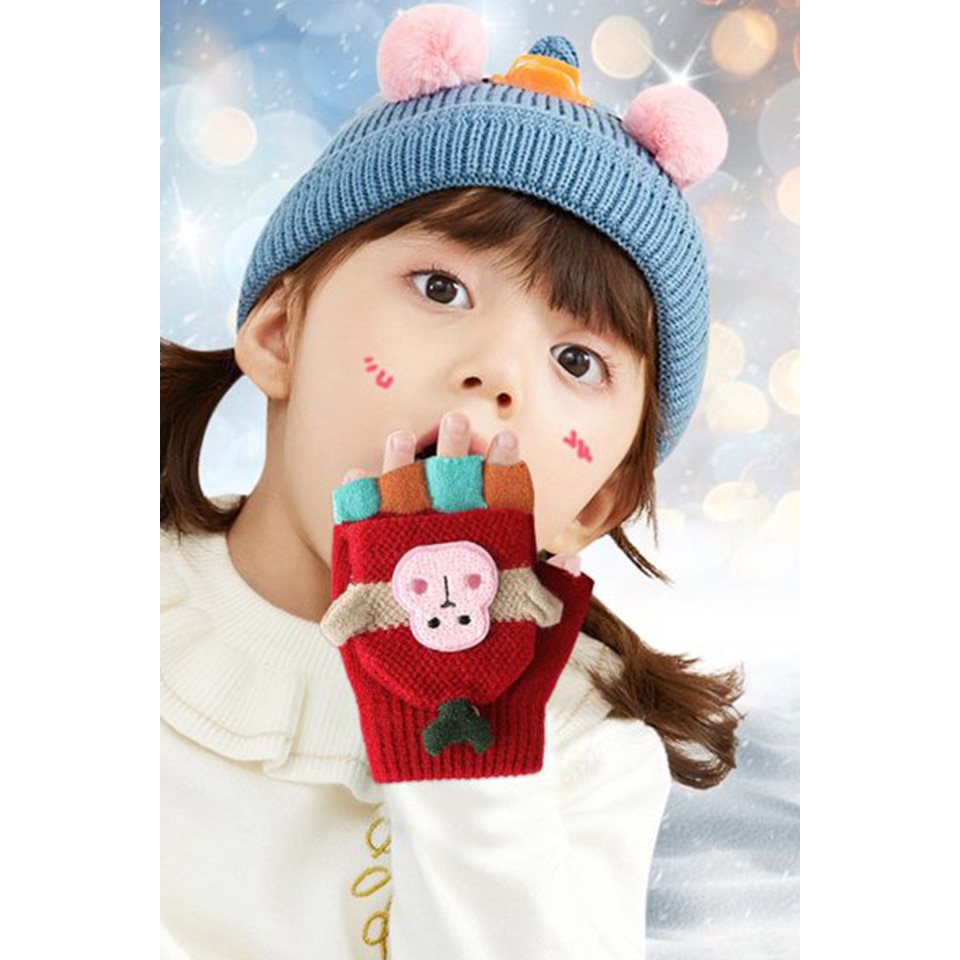 Manusi pentru copii, model cu degetele descoperite si capac decapotabil ...