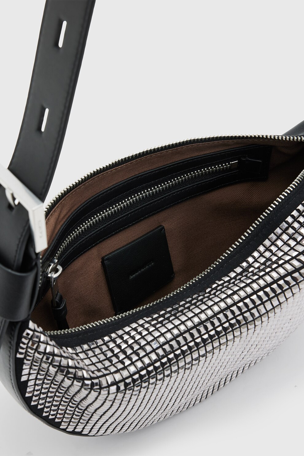 AllSaints, Geanta cu tinte Half Moon, Negru - eMAG.ro