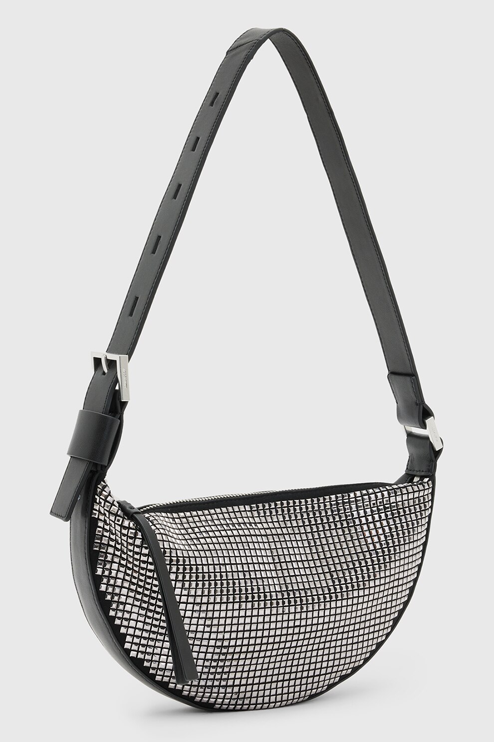 AllSaints, Geanta cu tinte Half Moon, Negru - eMAG.ro
