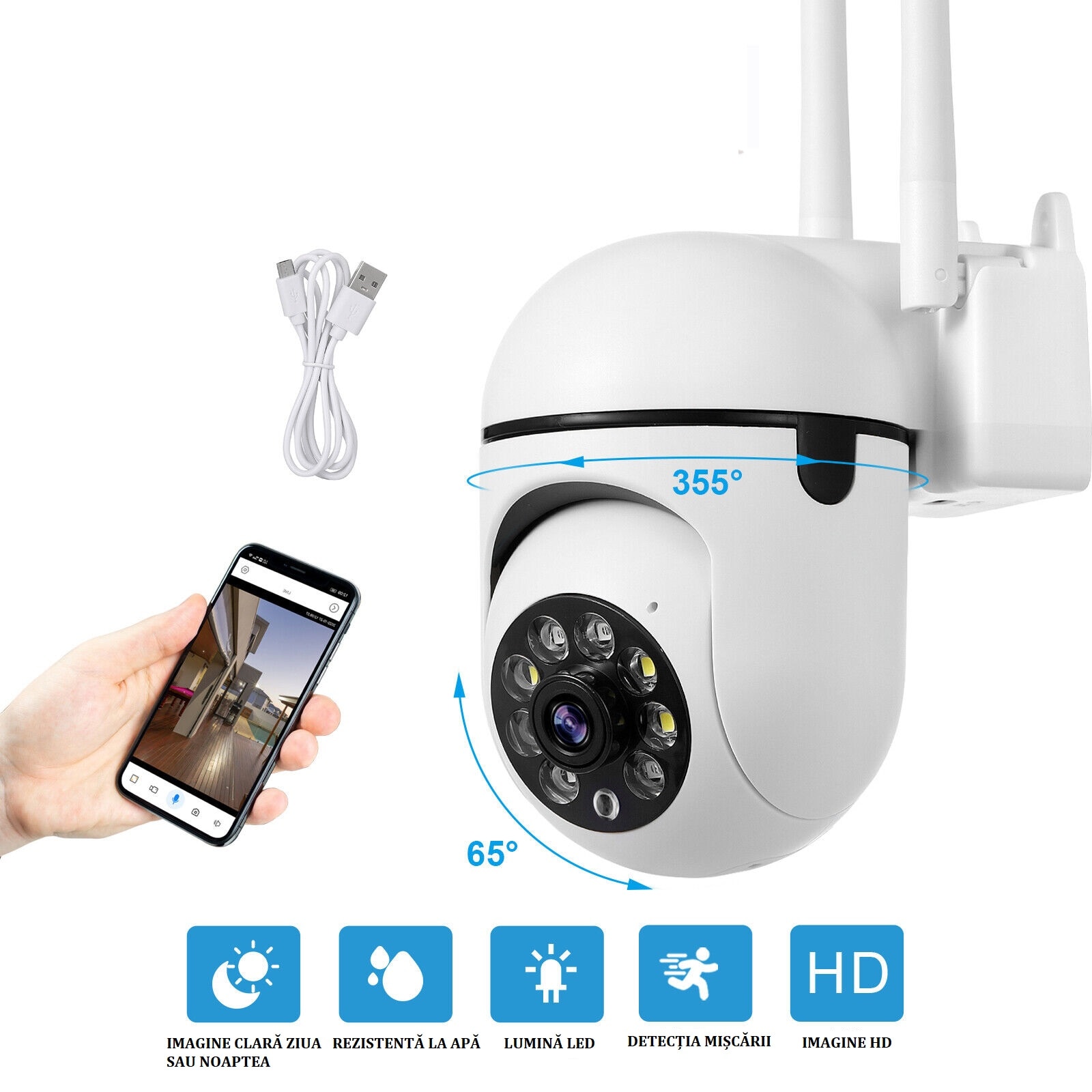 Camera de supraveghere WIFI, Night Vision, Monitorizare live pe Telefon ...