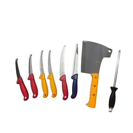 Set cutite macelarie, 8 piese, 1 masat magnetic 42cm, 1 satar oase 37cm ...