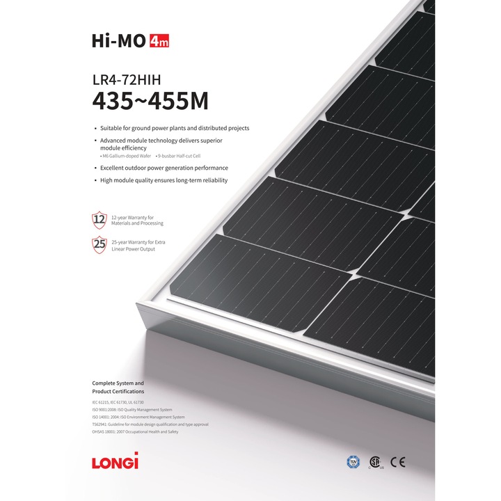 Panou solar LONGI LR4-72HBD-445M 445 Wp Bifacial modul fotovoltaic - eMAG.ro