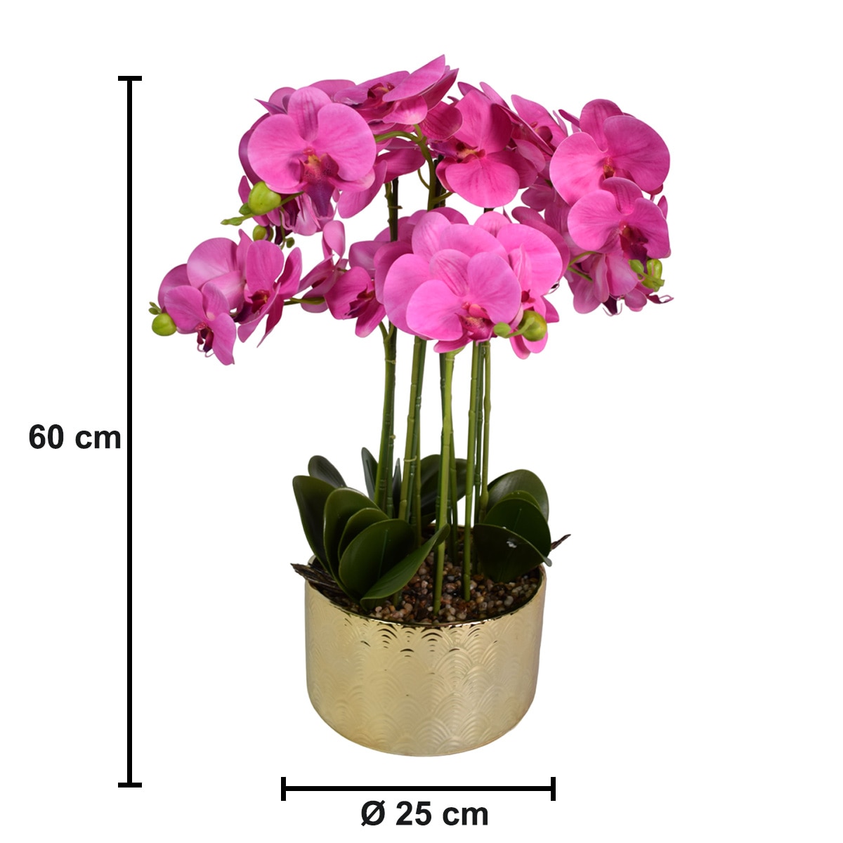 Orhidee cu aspect natural in ghiveci ceramic, 60 cm, Naimeed D5568, Roz ...