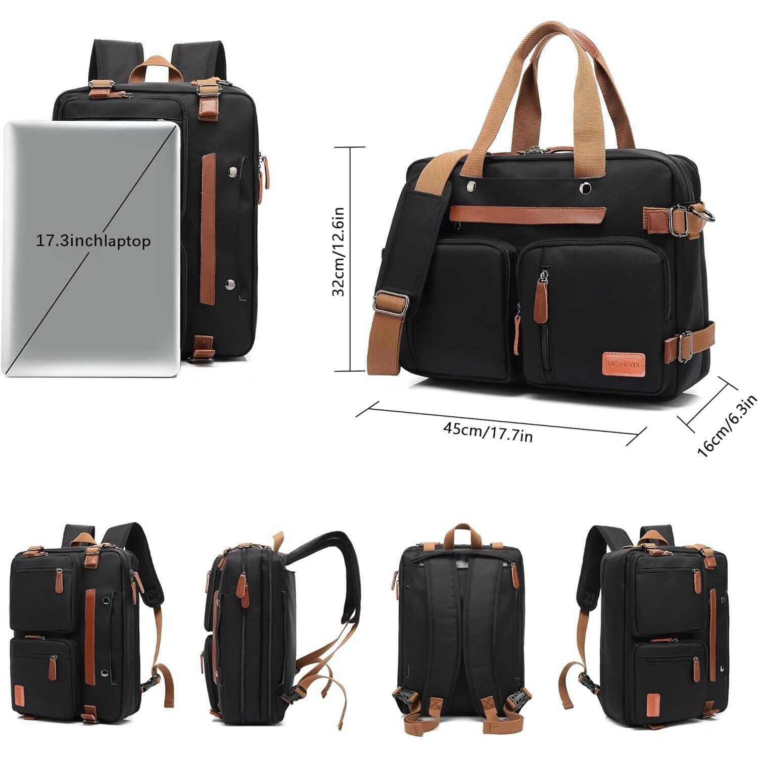 Geanta laptop multifunctionala MOSMAOO®, 17.3", rezistent la apa ...