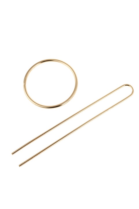 Agrafa pentru par, model cu inel mare si ac de coc dublu Auriu - eMAG.ro