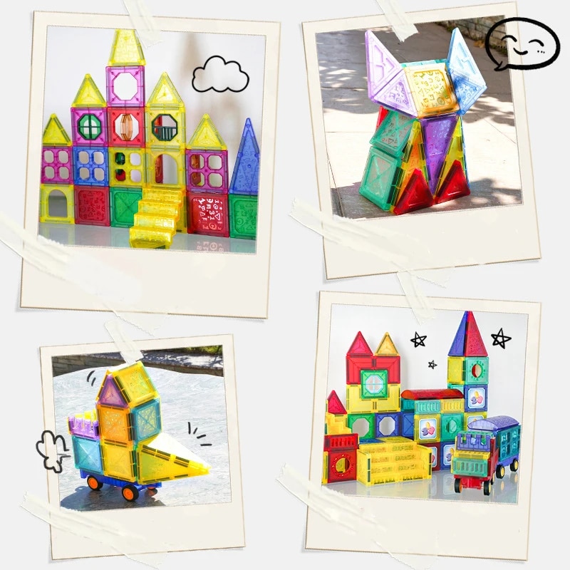 Set Inteligent de Constructie Magnetic cu 70 Piese, WALALLA, Educativ si Creativ, "MAGNETIC ...