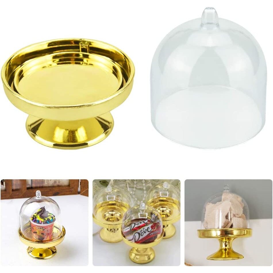 Set 12 mini platouri desert, 50x80mm, Plastic, Auriu/Transparent - eMAG.ro