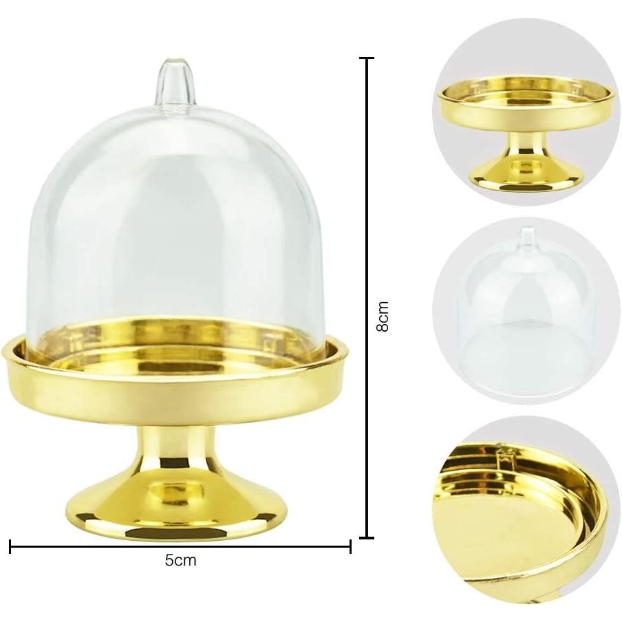 Set 12 mini platouri desert, 50x80mm, Plastic, Auriu/Transparent - eMAG.ro