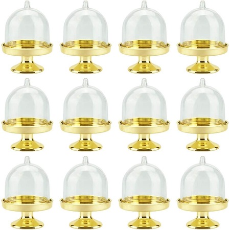 Set 12 mini platouri desert, 50x80mm, Plastic, Auriu/Transparent - eMAG.ro