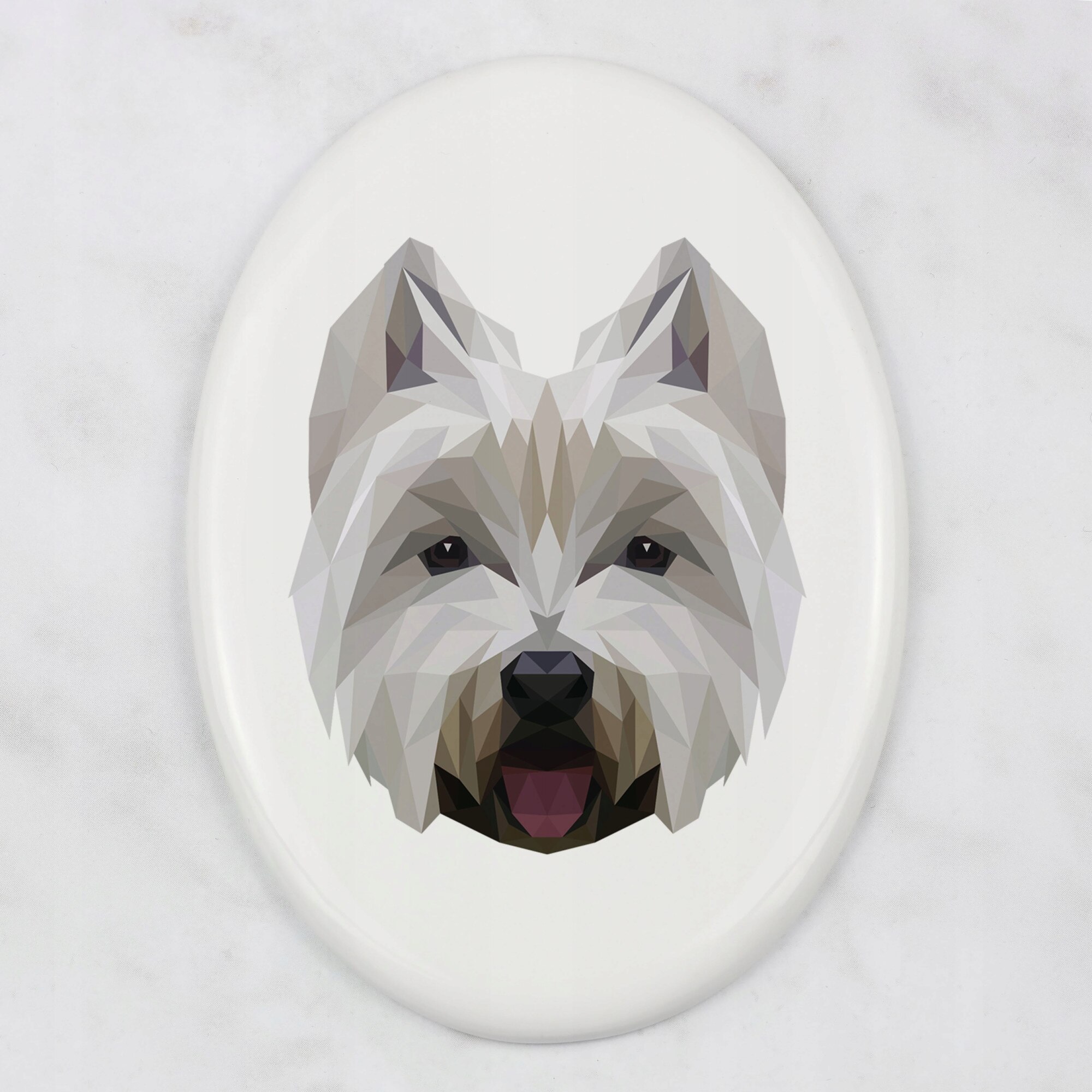 Piatra funerara caine West Highland White Terrier, Ceramica, 10x7 cm ...