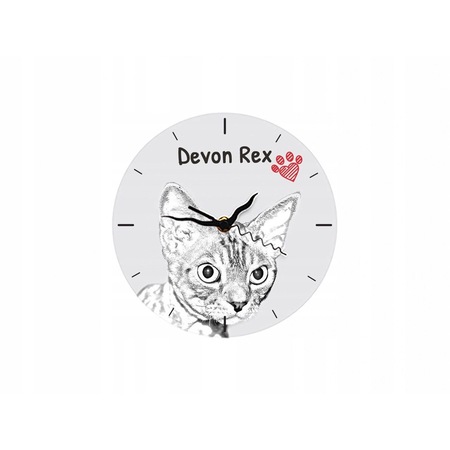 Ceas decorativ, MDF, Model Pisica Davon Rex, Alb/Negru - eMAG.ro
