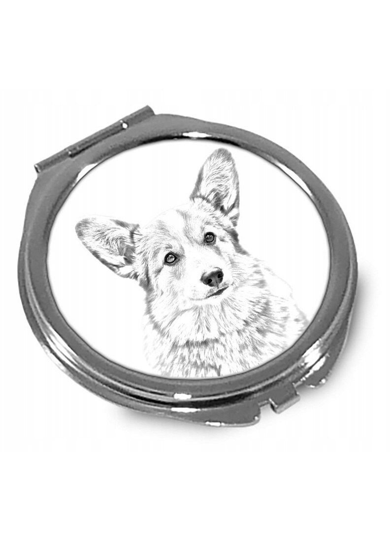Oglinda de buzunar, Art-Dog, Metal, 70x55mm, Model caine, Gri/Alb - eMAG.ro