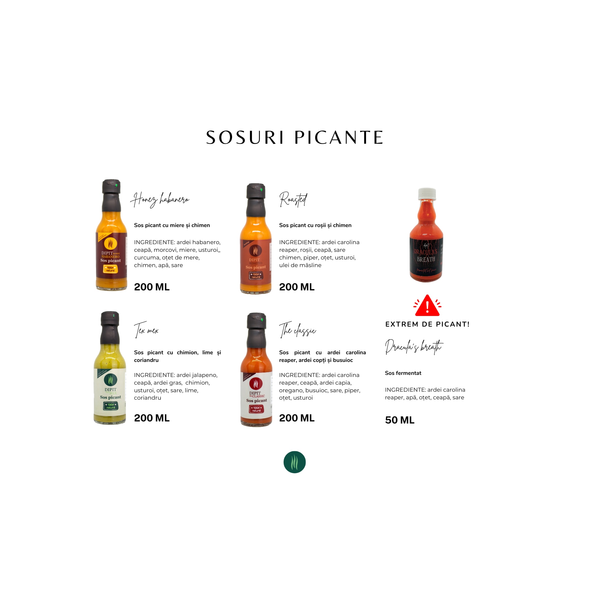 Sosuri picante 5 buc Dipit Gift Box, Honey Habanero, Roasted, The ...