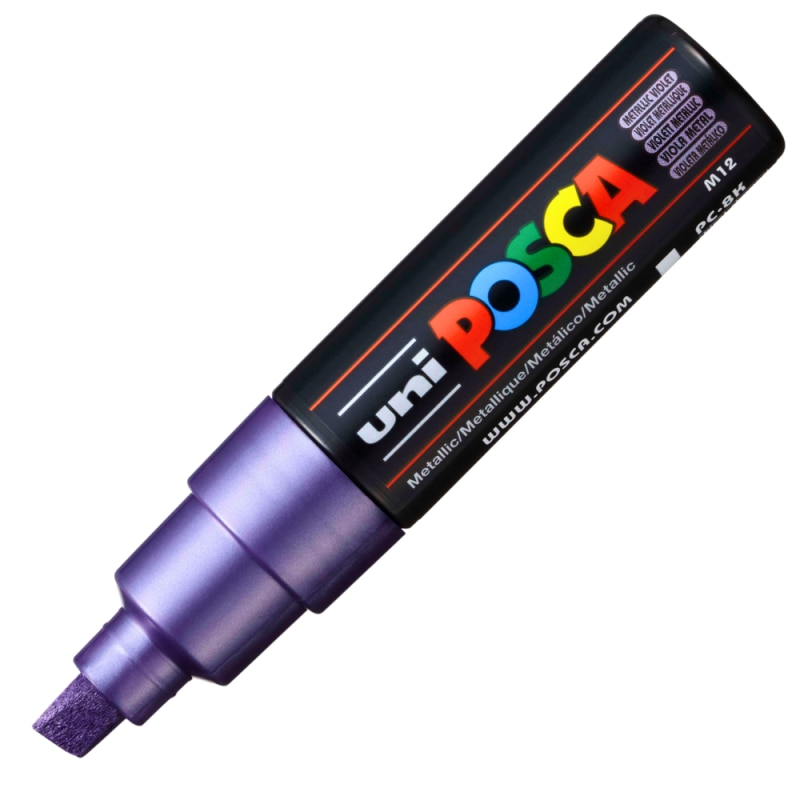 Marker UNI PC-8K Posca, 8.0 mm, varf tesit, Violet metalizat - eMAG.ro