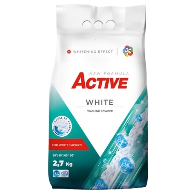 Detergent pudra pentru rufe albe Active, sac 2.7kg, 36 spalari - eMAG.ro