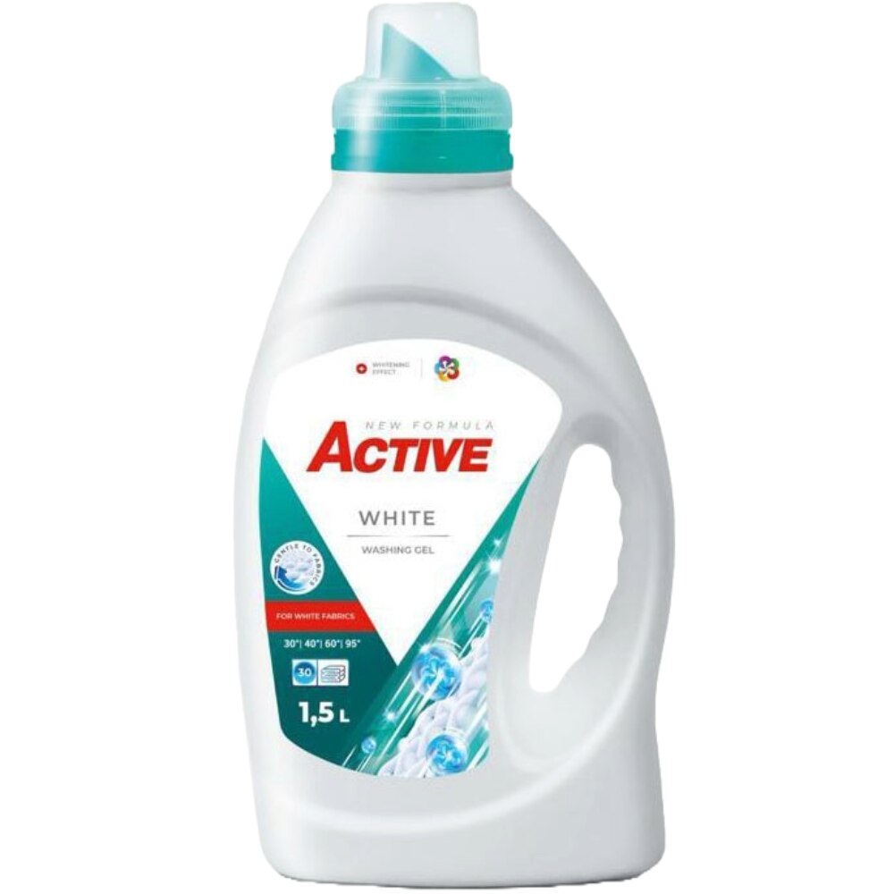 Detergent lichid pentru rufe albe Active, 1.5 litri, 30 spalari - eMAG.ro