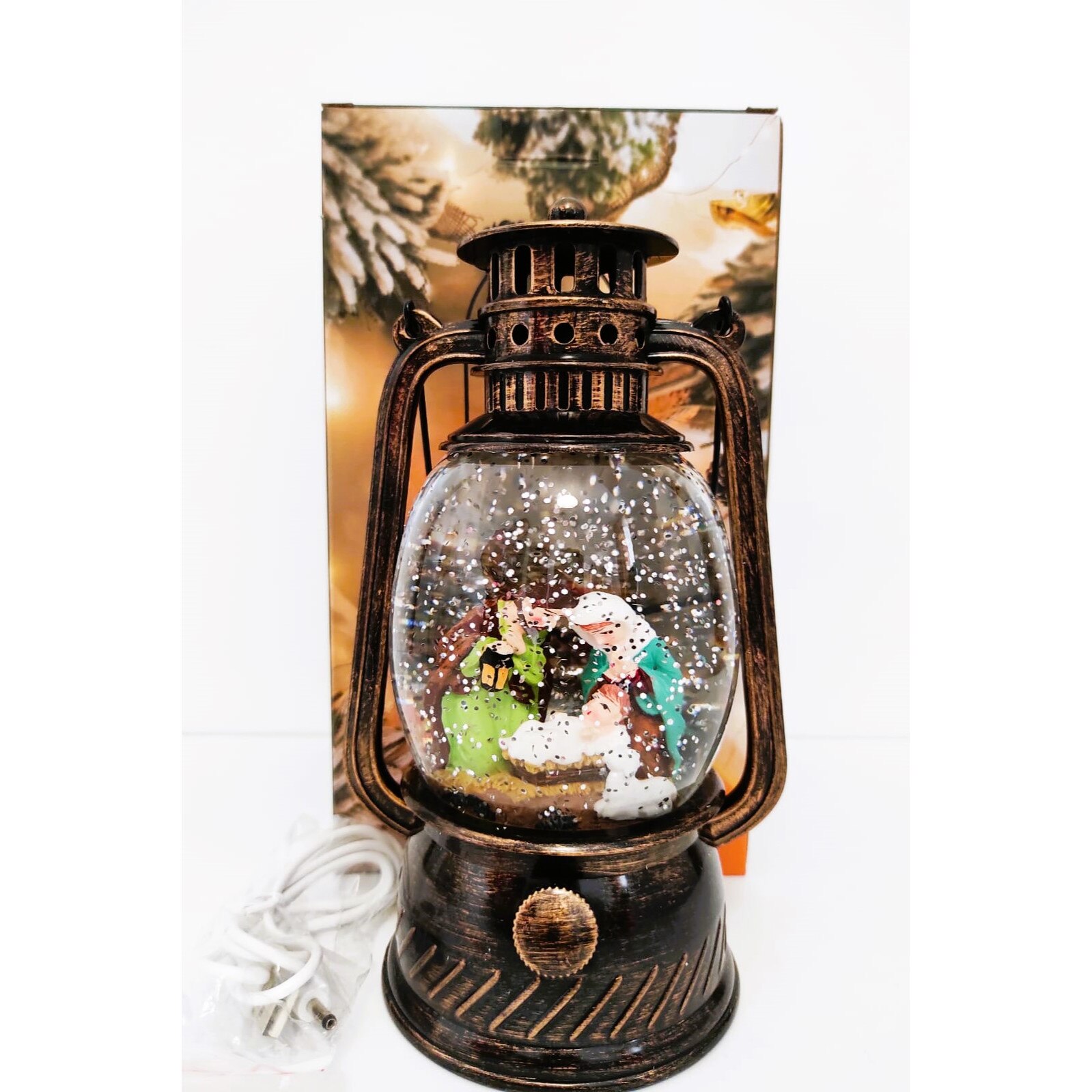 Ornament decorativ tip felinar circular de Craciun, cu lumini LED ...