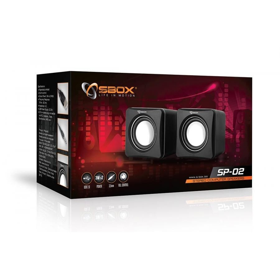 Boxe PC, SBOX, SP-02, 2.0, 6W, USB DC 5V, 70x70x70 mm, Negru - eMAG.ro