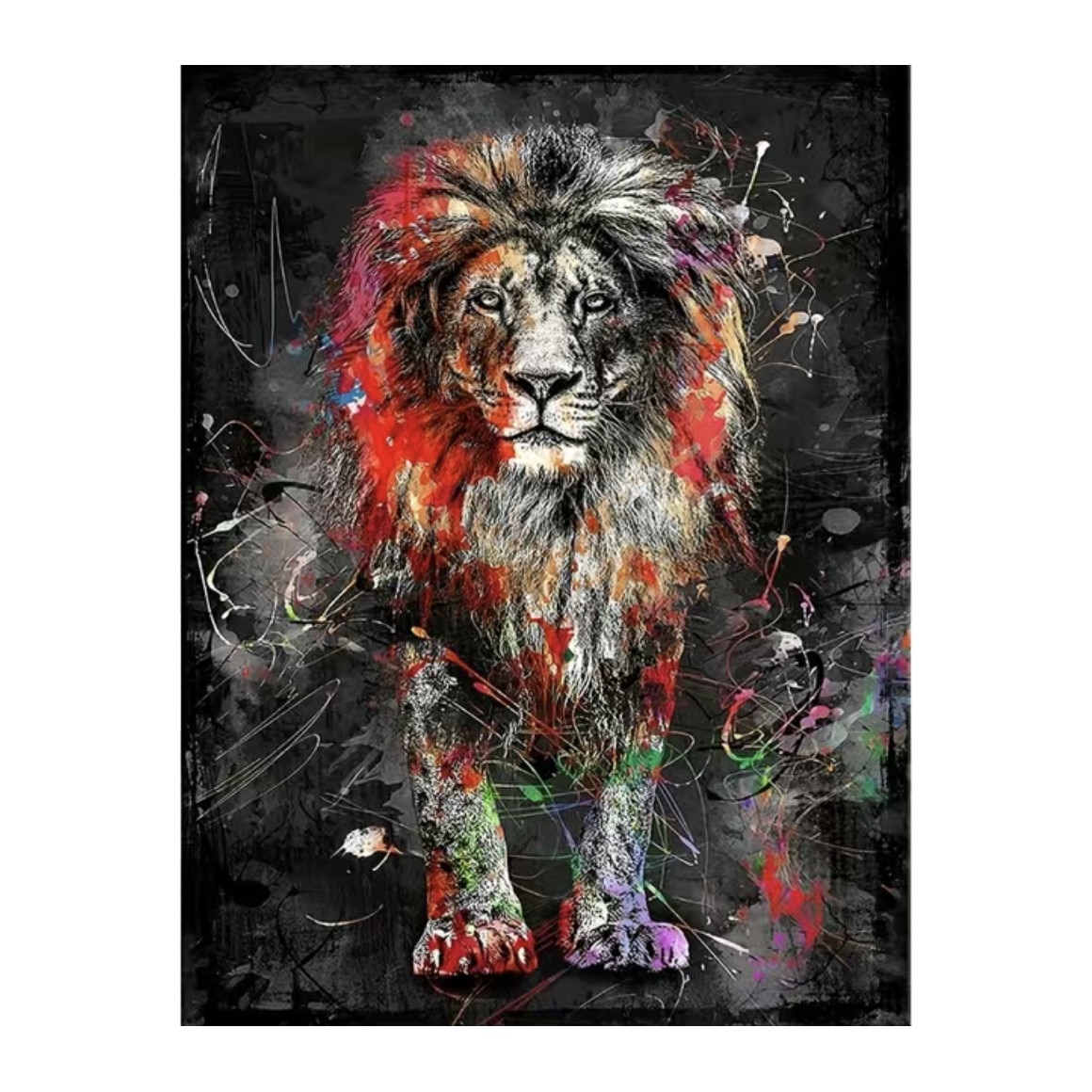 Pictura abstracta pe panza, 30cm x 40 cm, leu, color, fara cadru - eMAG.ro