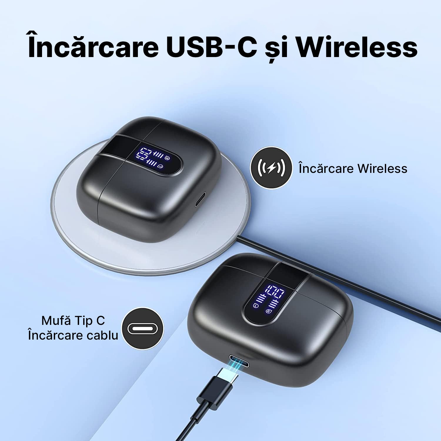 Casti Wireless Audio fara fir, X08, Bluetooth 5.3, Microfon HD, Control ...