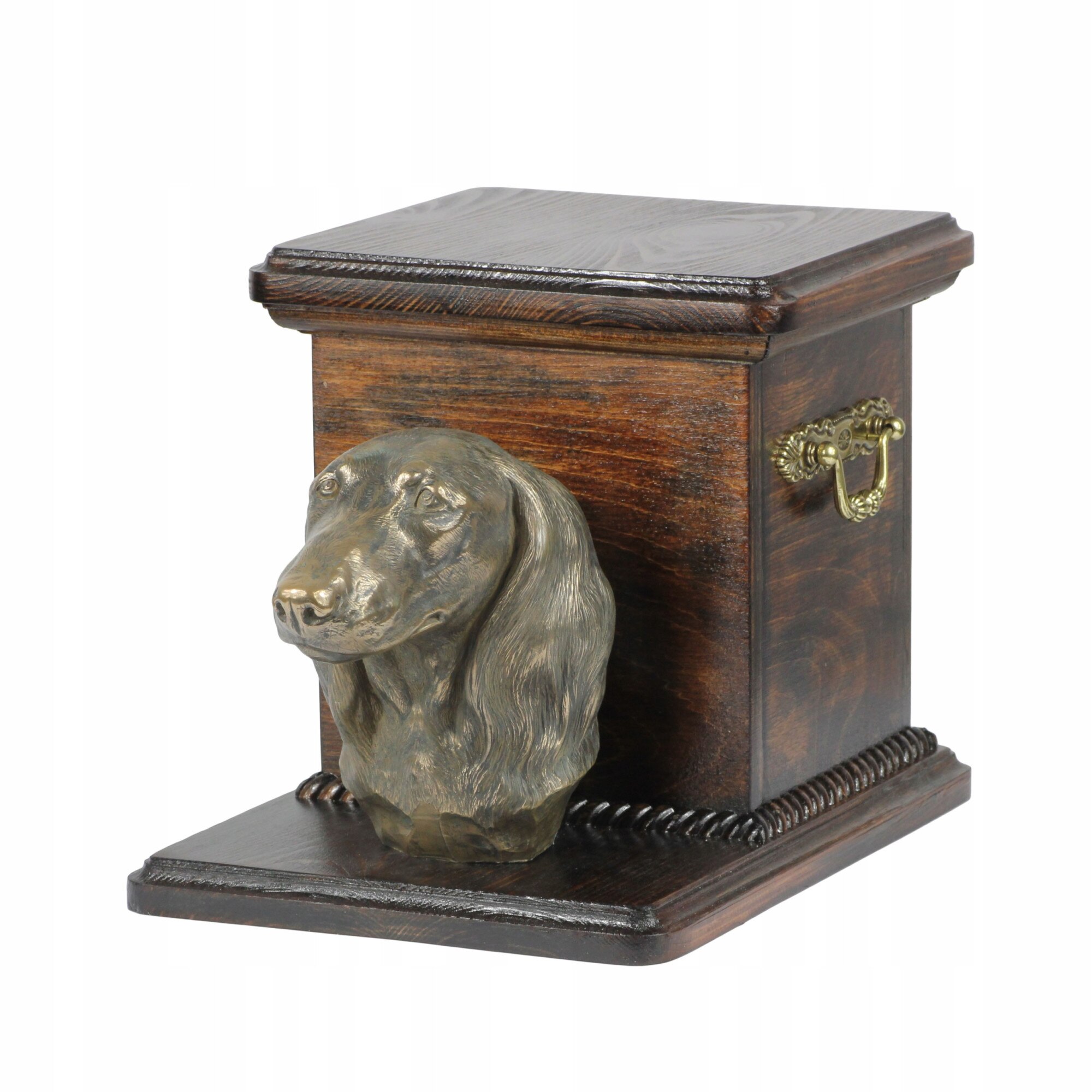 Urna pentru cenusa animale de companie, Art-Dog, Lemn/Bronz, Model ...
