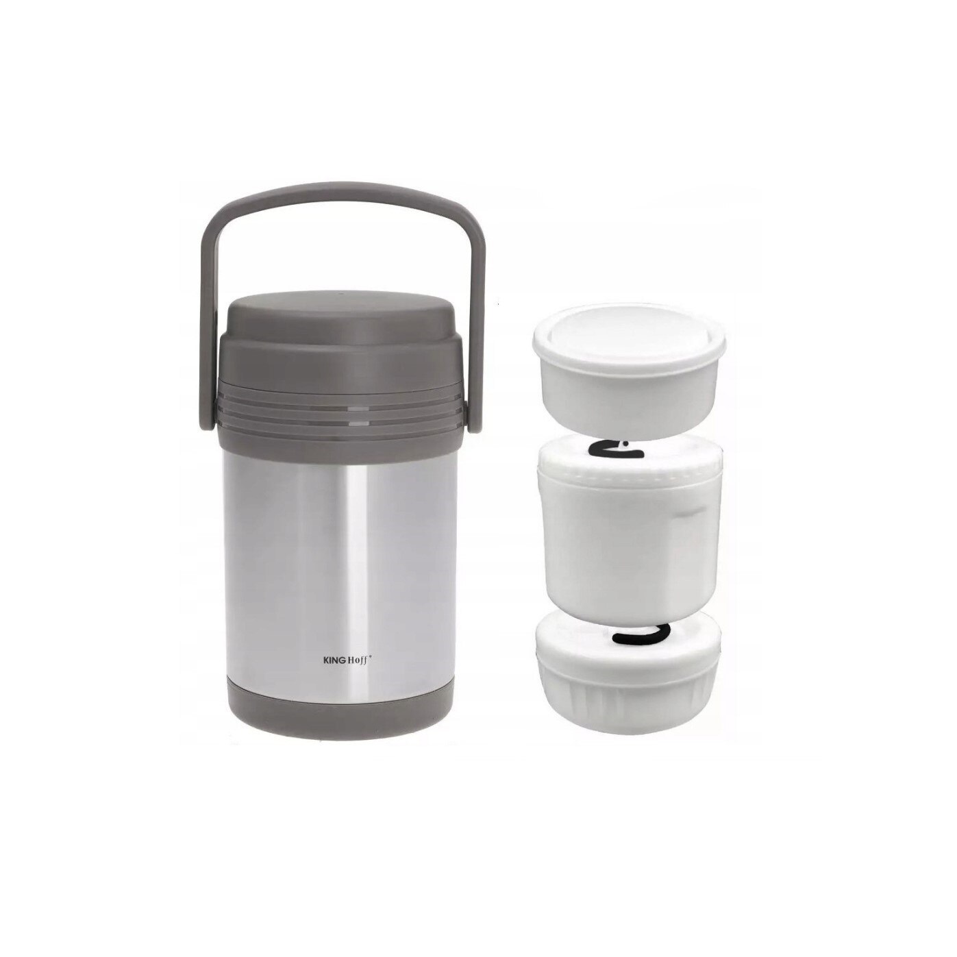 Termos alimentar, din inox, 3 recipiente, capacitate totala 1.5L ...